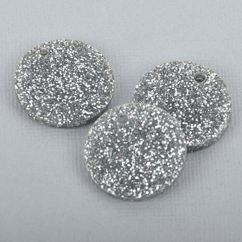 10 SILVER GLITTER 1" CIRCLE Keychain Blanks 1" Laser Cut Acrylic Blanks ...