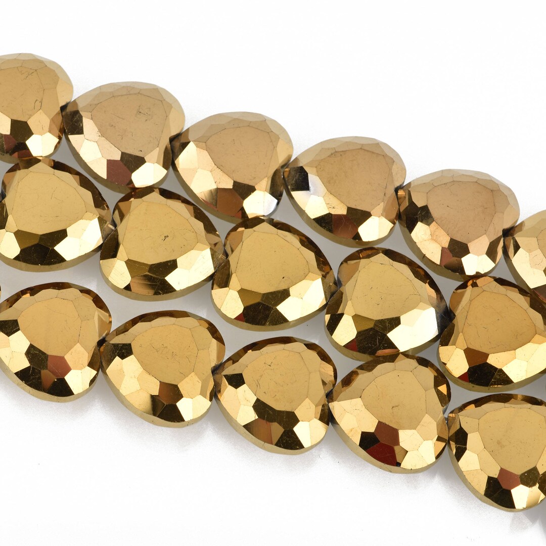 22mm Heart Beads Crystal OPAQUE GOLD METALLIC, 14 Beads, Bgl1636 - Etsy