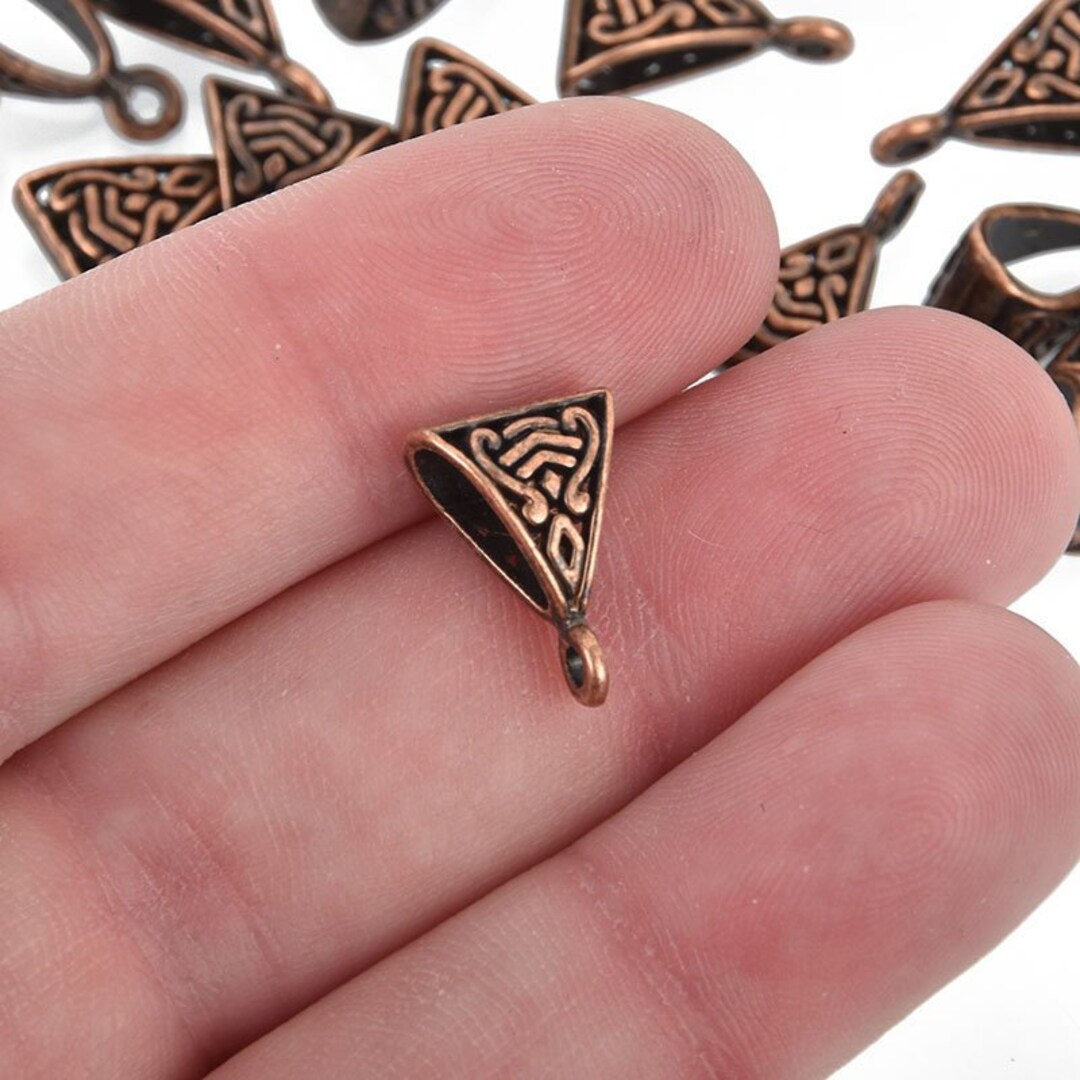 25 Triangle Copper Bails Fits up to 4mm Chain Fba0066a - Etsy