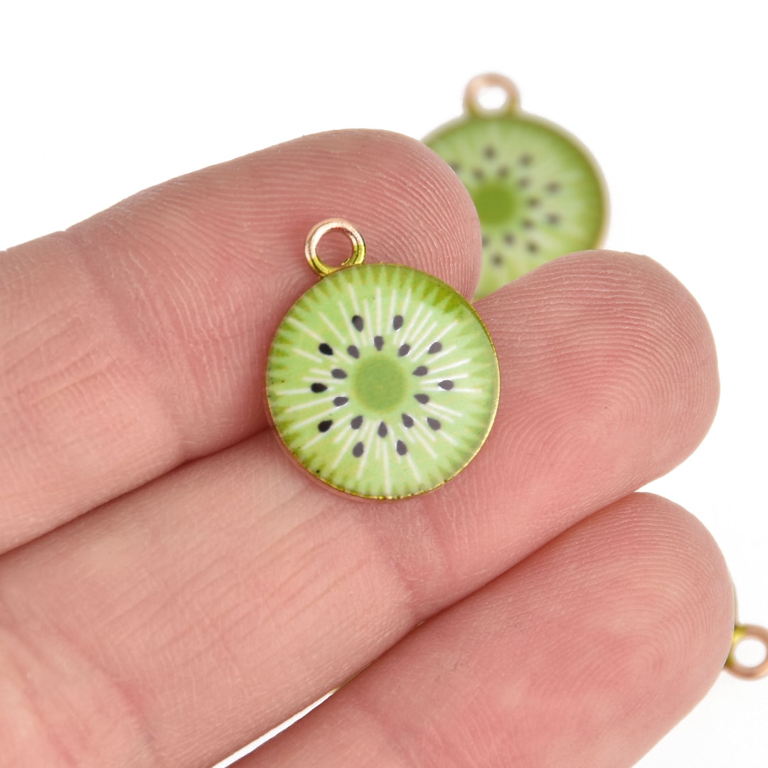 5 Kiwi Charms Gold Plated Metal 15mm Diameter Chs6950 - Etsy