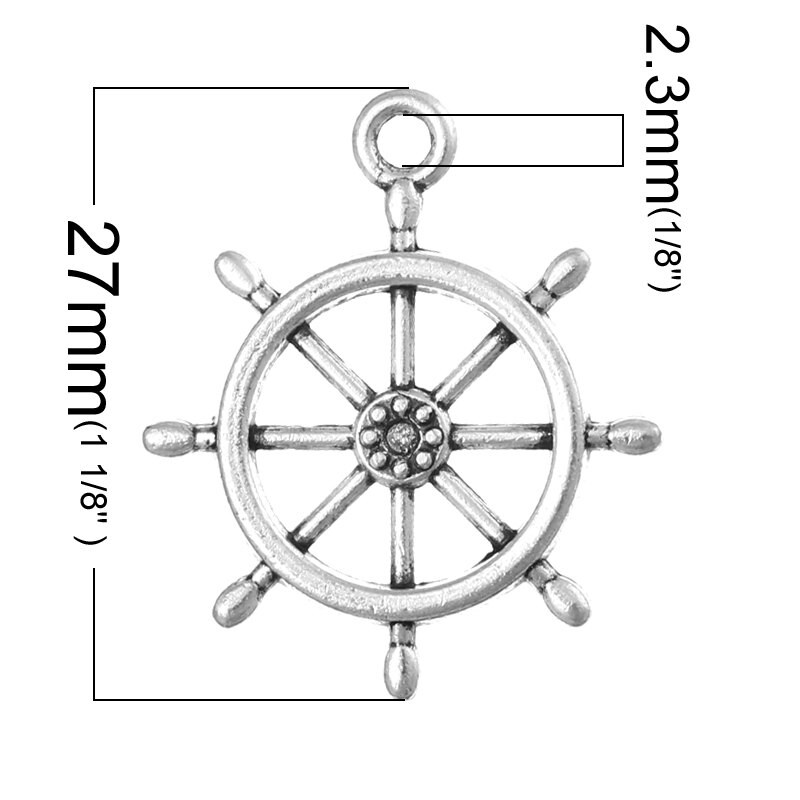 50 Silver Metal SHIP WHEEL Charm Pendants Chs0477b - Etsy