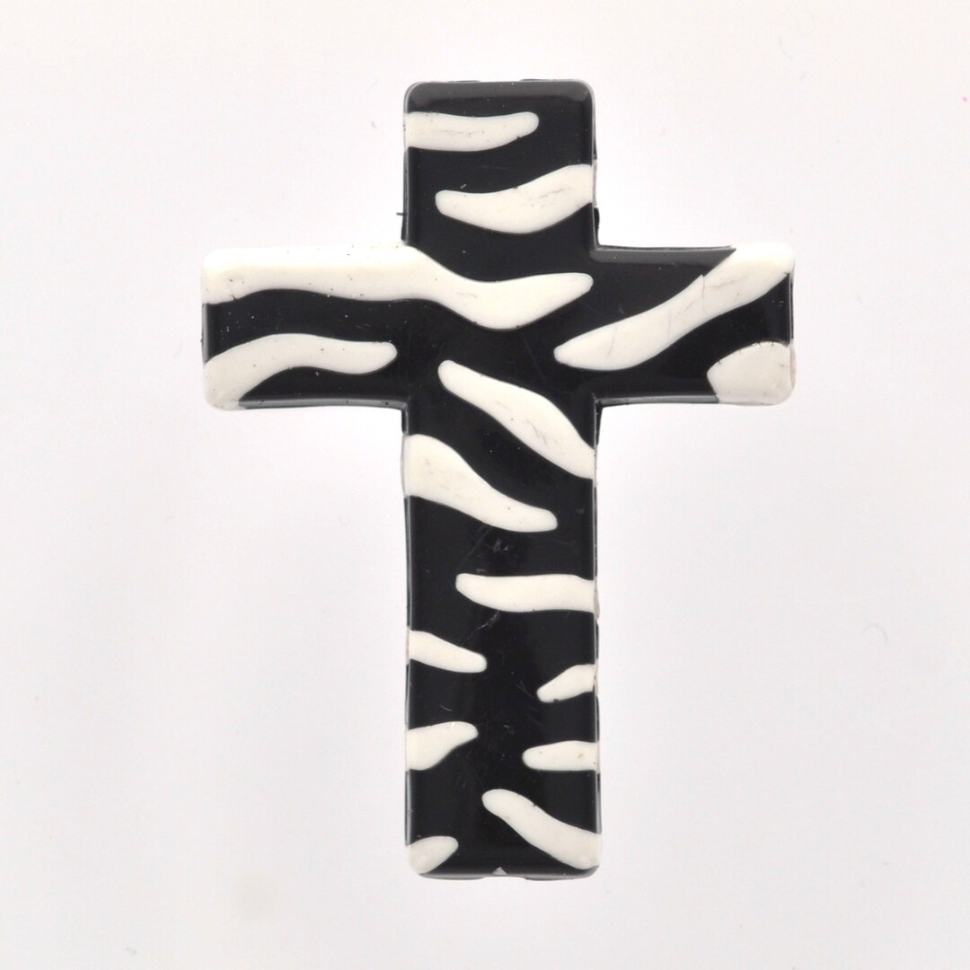 4 Zebra Stripe Print Lucite CROSS Beads, Black and White . Bac0234 - Etsy