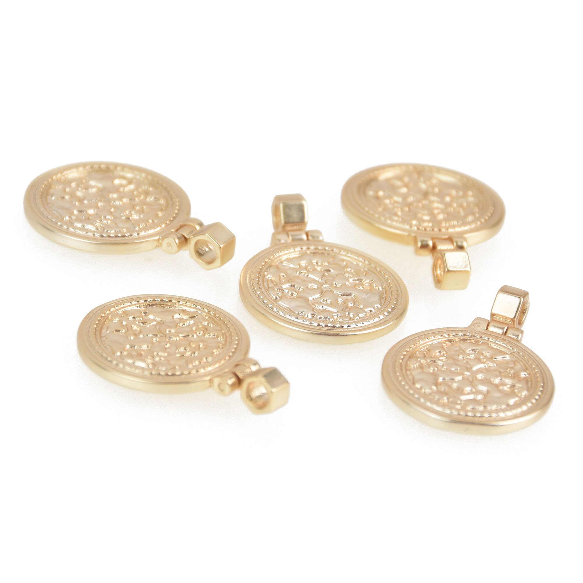 1 Light Gold Medallion Charm Nugget Texture Chs6973 - Etsy