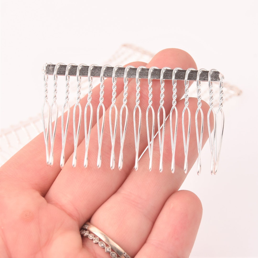10 Silver Hair Comb Blanks, Silver Metal Combs, Hair Barrette Blanks 2 ...