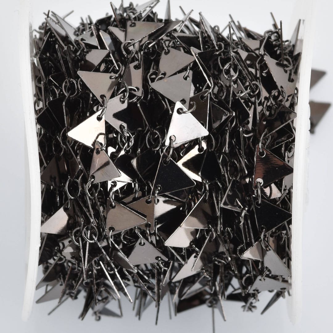 1 Yard GUNMETAL BLACK TRIANGLE Chain, Metal Sequin Chain, Cable Link ...