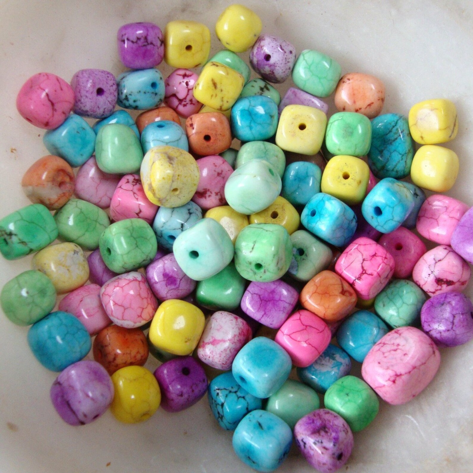 10 Magnesite Gemstone CUBES in Mixed PASTEL Colors . HOW0091 - Etsy