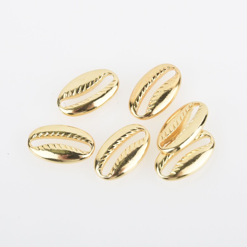 10 Gold SEASHELL Charms Cowrie Shell Coffee Bean Shells 18mm | Etsy