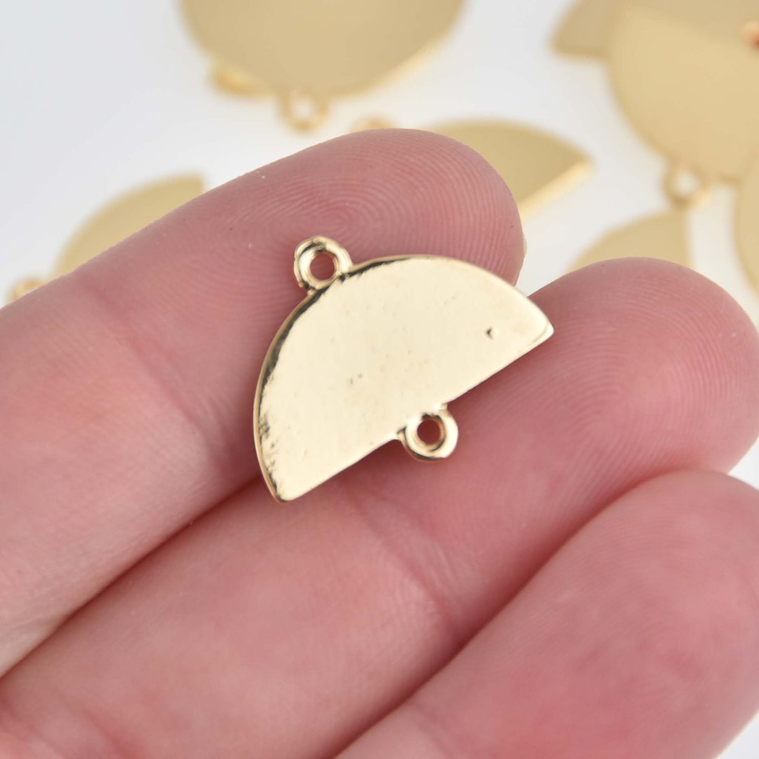 5 Gold Half Moon Charms, Half Circle Connector Links, 20x16mm Chs7456 ...
