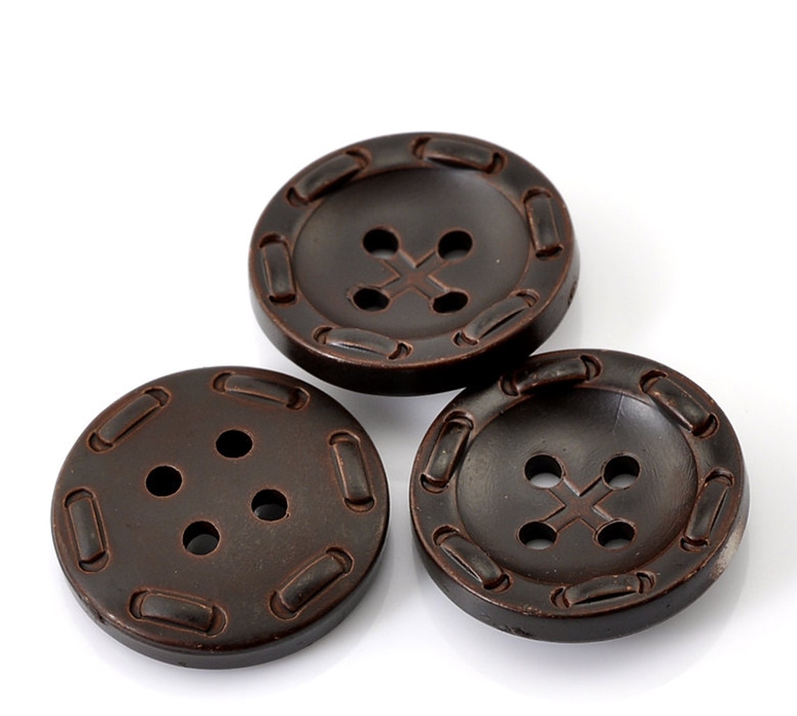 6 ROUND Dark Brown Jumbo Resin Buttons . 25mm 1 - Etsy.de