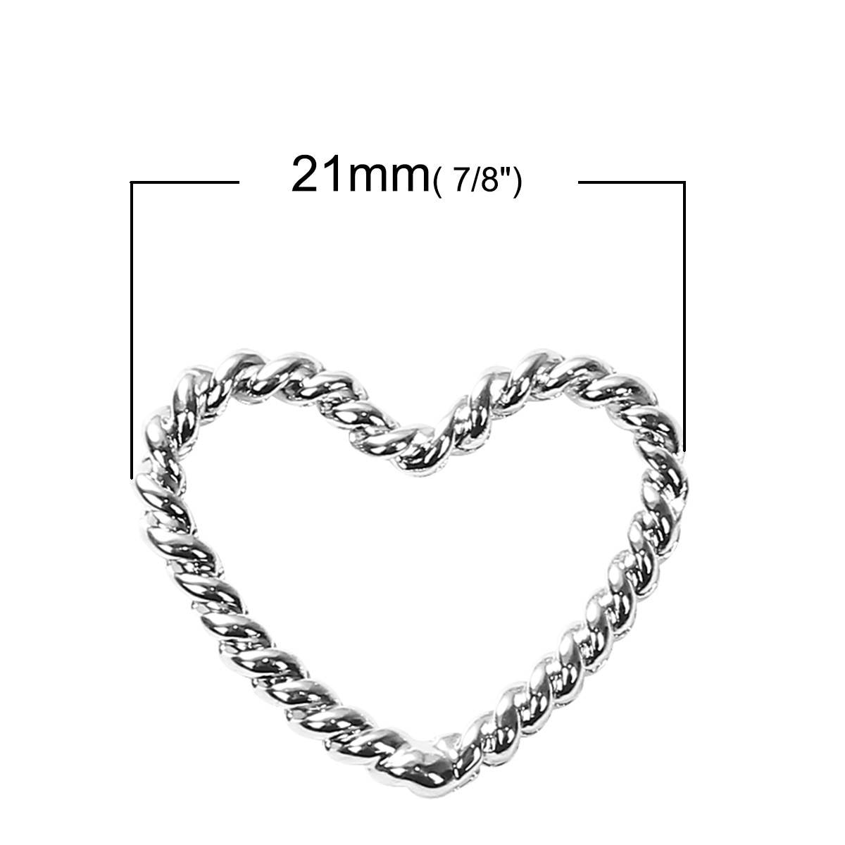 10 Heart Charms Silver Rope Heart Charms OPEN HEART Charm - Etsy