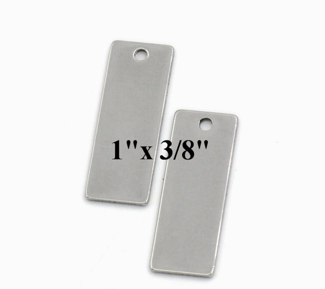5 Stainless Steel Metal Stamping Blanks Charms, RECTANGLE Shape, 1"x 3/ ...