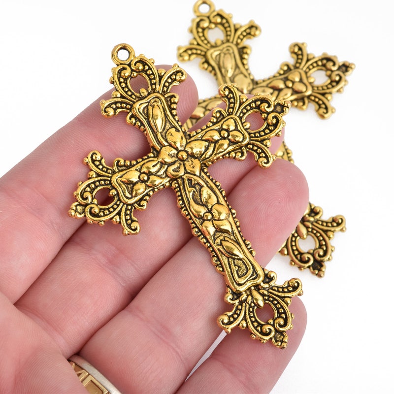 Gold Cross Pendant - Etsy