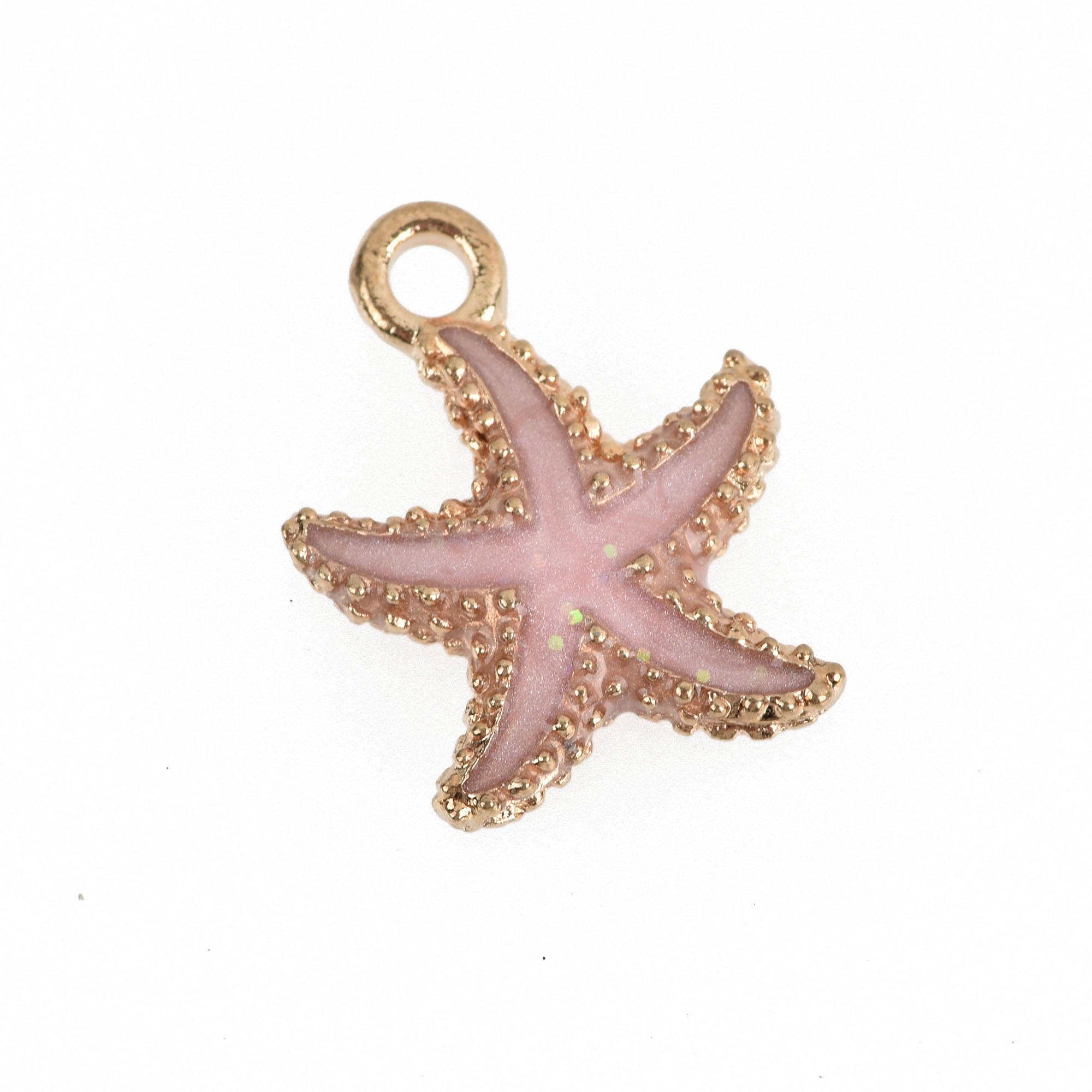 10 Pink Starfish Charms, Gold Plated With Enamel Beach Charms, 18mm ...