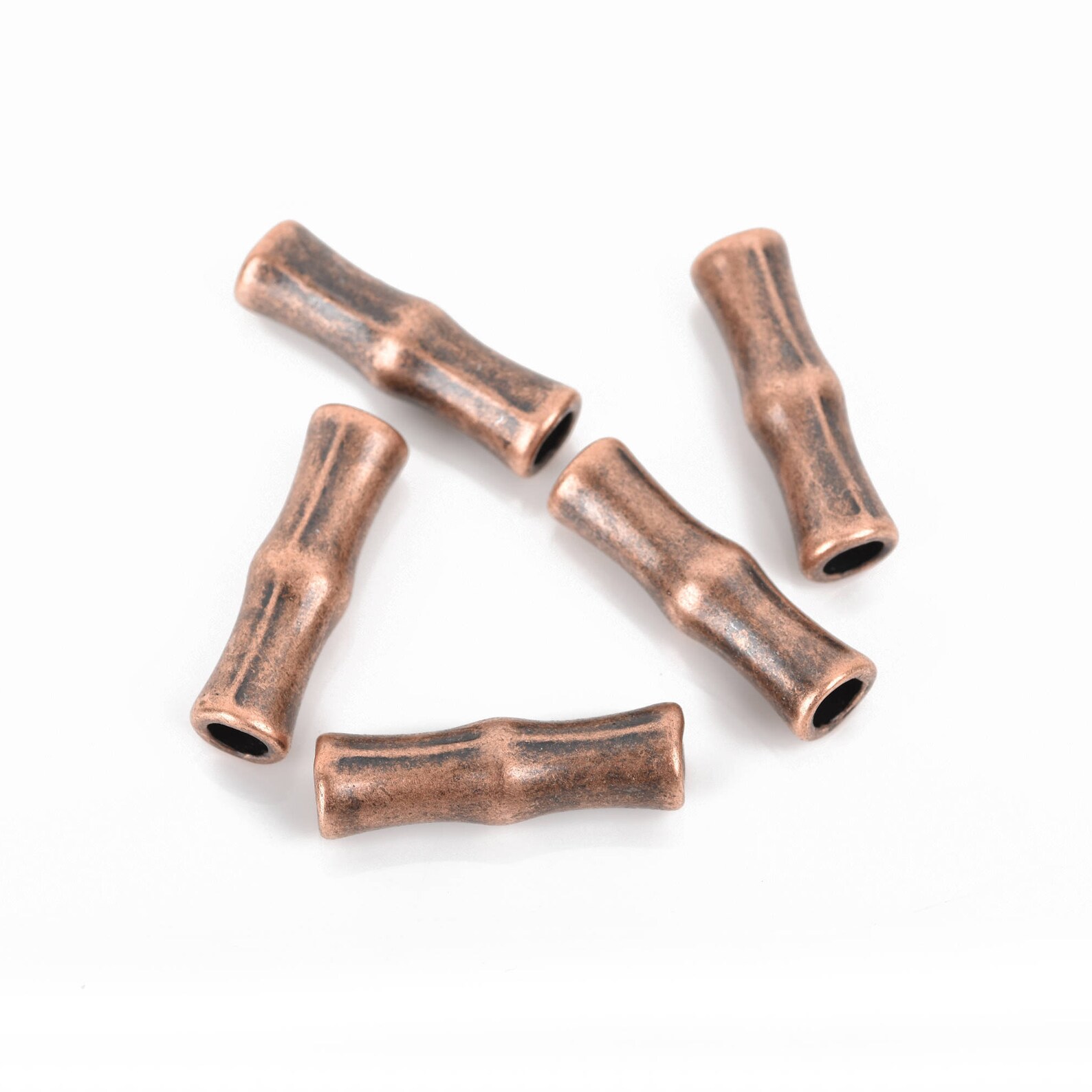 15 Metal BAMBOO Beads Copper Metal Beads With Bamboo Design - Etsy