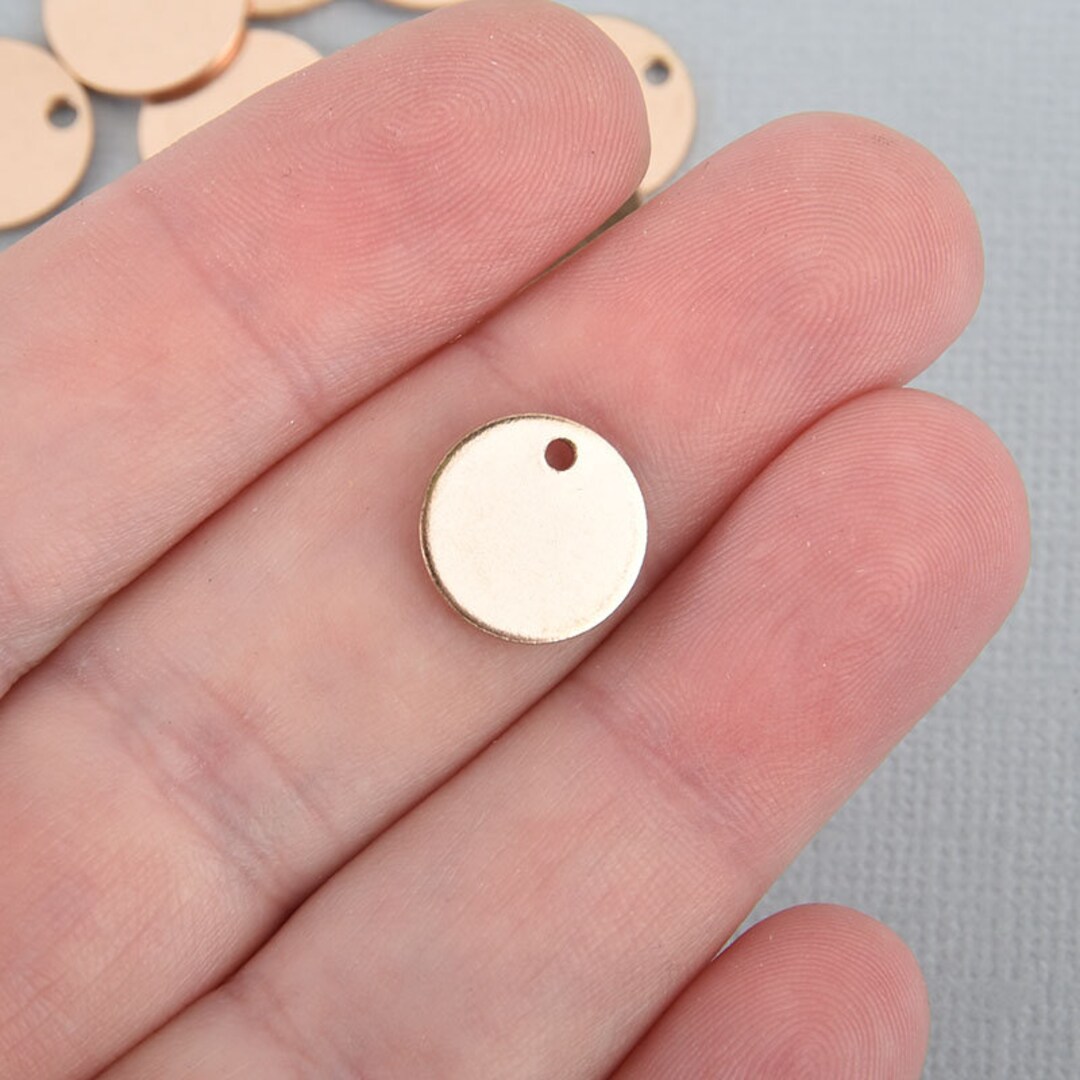 10 Rose Gold Stainless Steel Round Stamping Blanks 12mm (1/2") 18 Gauge ...