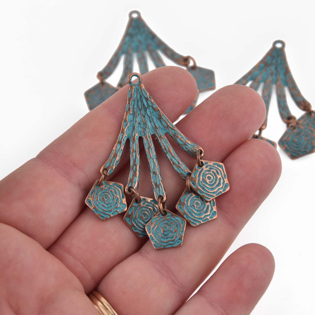 Copper Patina Connector Charms, Blue Verdigris, Chs8429 - Etsy