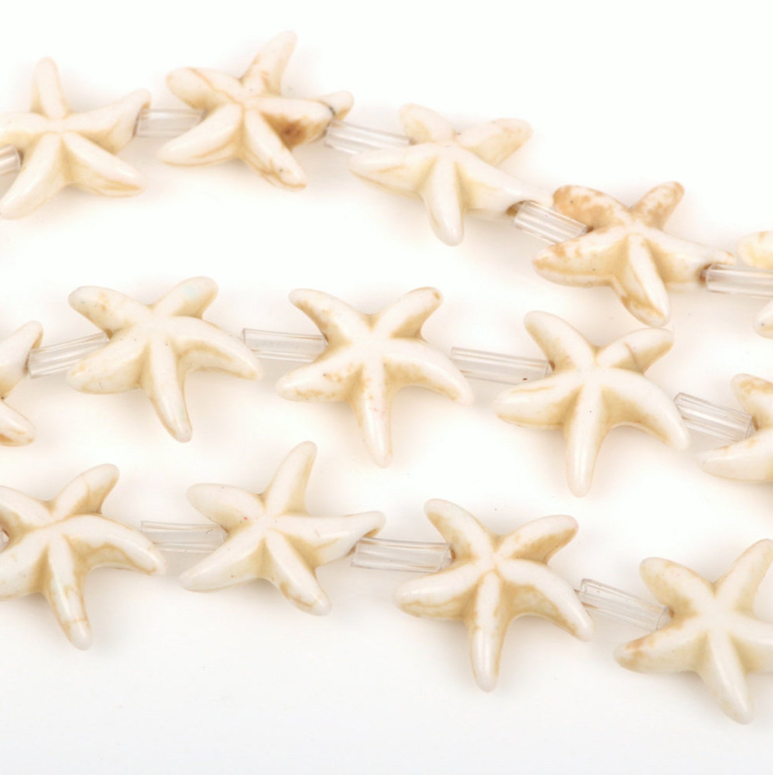 14mm WHITE STARFISH Beads, Howlite Beads, Full Strand, About 26 Beads ...