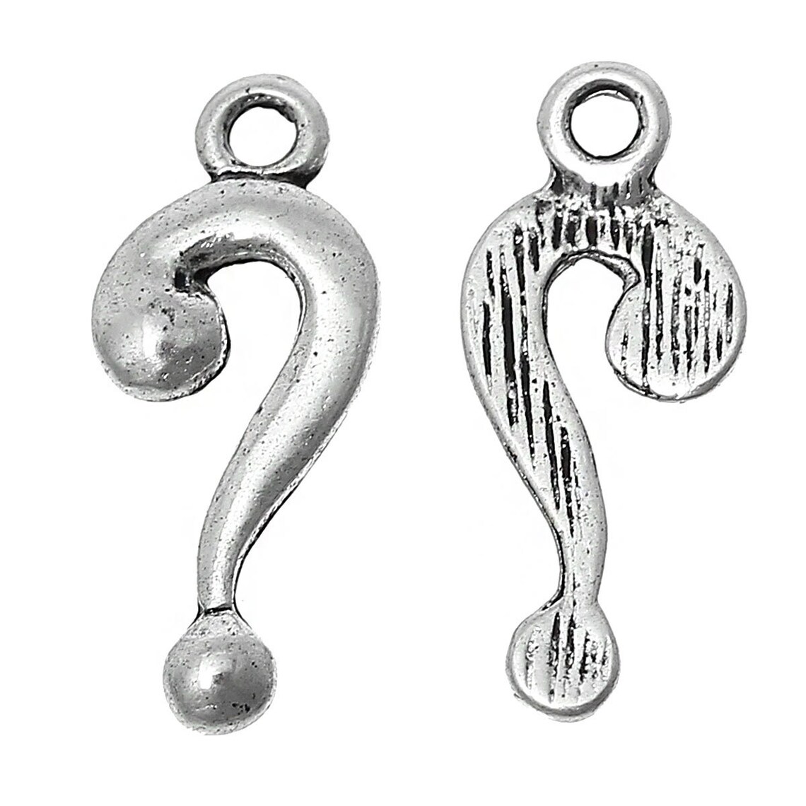 10 Silver QUESTION MARK Charm Pendants, Antiqued Silver Metal ...