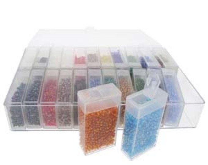 Seed Bead Assortment Kit, 6/0 Beads, 24 Flip Top Tubes With Glass Beads ...