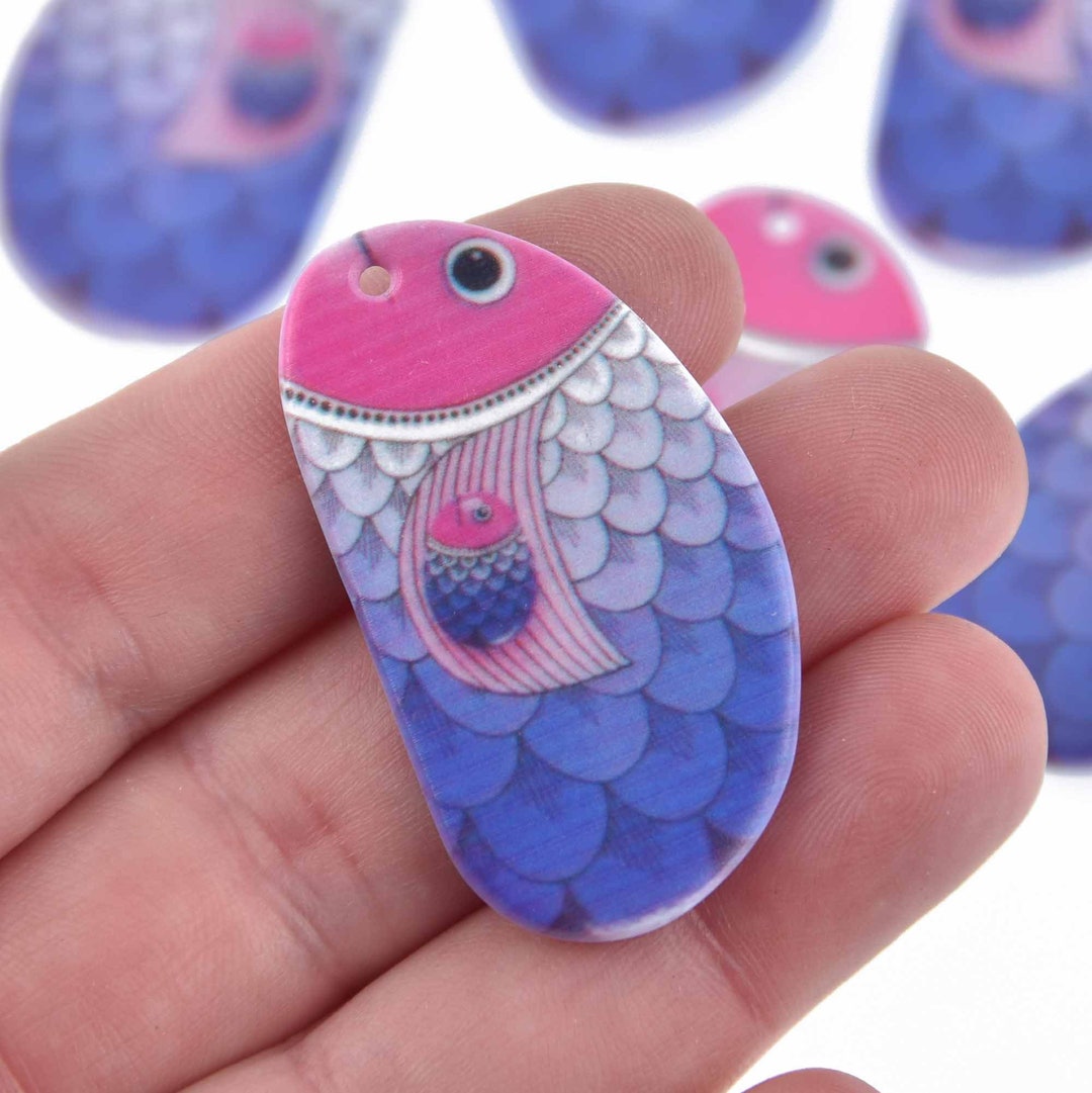 4 Acrylic Fish Charms, Purple and Pink, 1.75" Chs7679 - Etsy