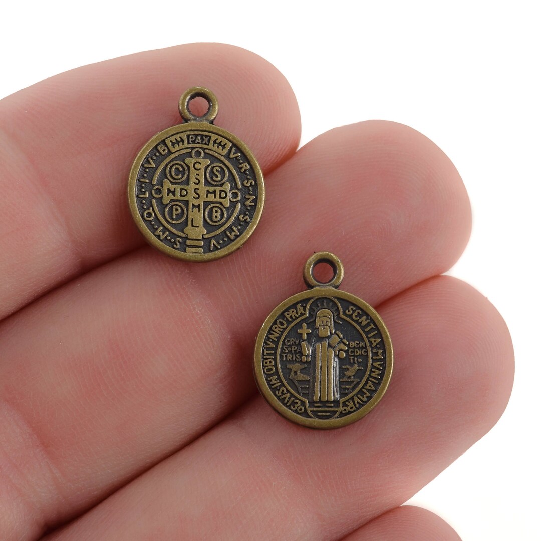10 Religious Medal Charms, Bronze Relic Charm Pendants, Double Sided ...