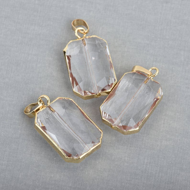 1 Crystal RECTANGLE Drop Pendant Clear Glass CRYSTAL - Etsy