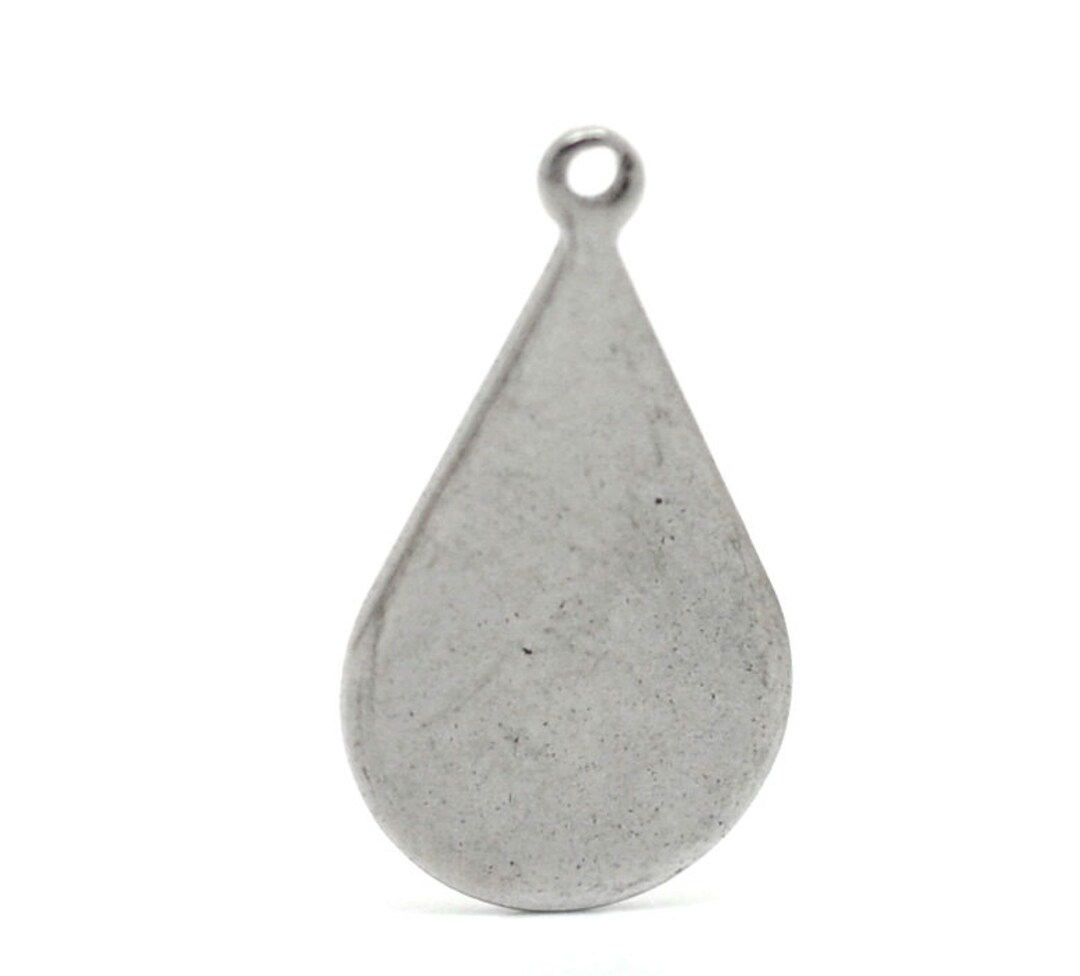 10 Stainless Steel Metal Stamping Blanks Charms, Small TEARDROP TAGS ...