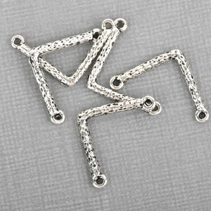 10 Chevron Metal Bar Connectors, Antique Silver Metal, 25mm Across ...