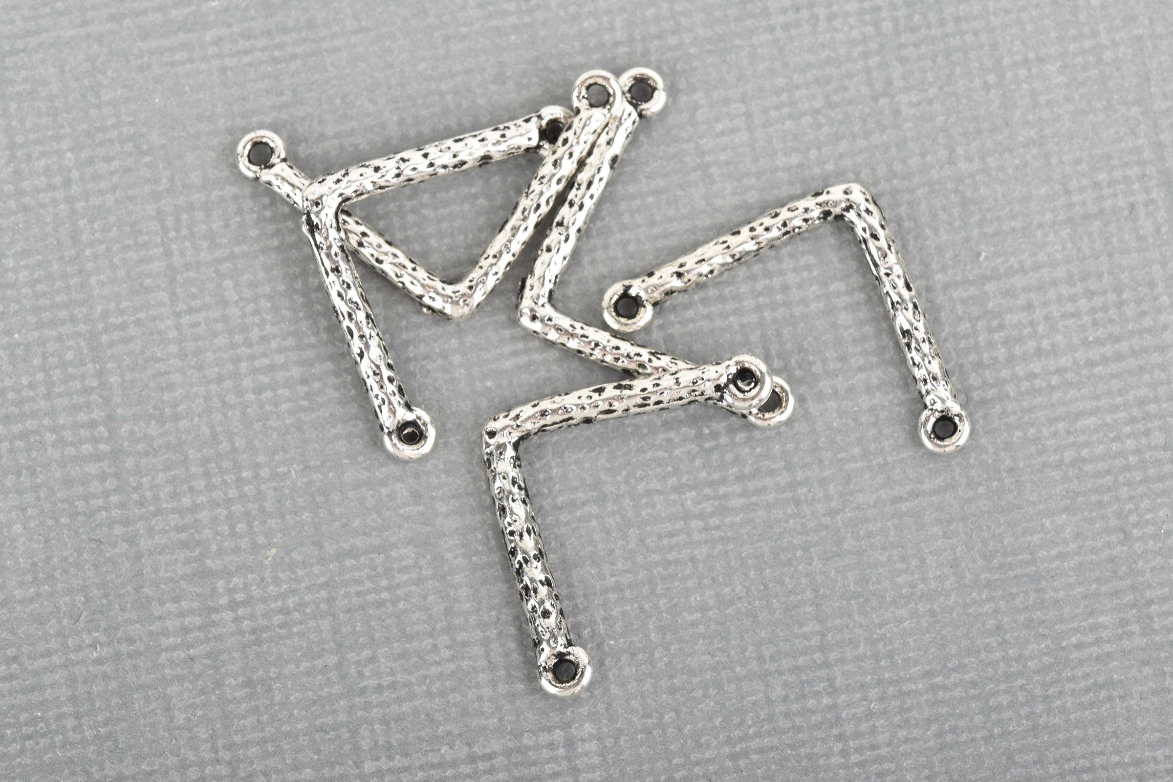 10 Chevron Metal Bar Connectors, Antique Silver Metal, 25mm Across ...