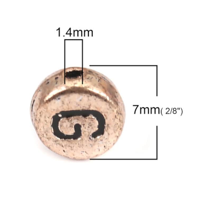 7mm Alphabet Coin Beads, Copper With Black Letters, X500 Acrylic Beads ...