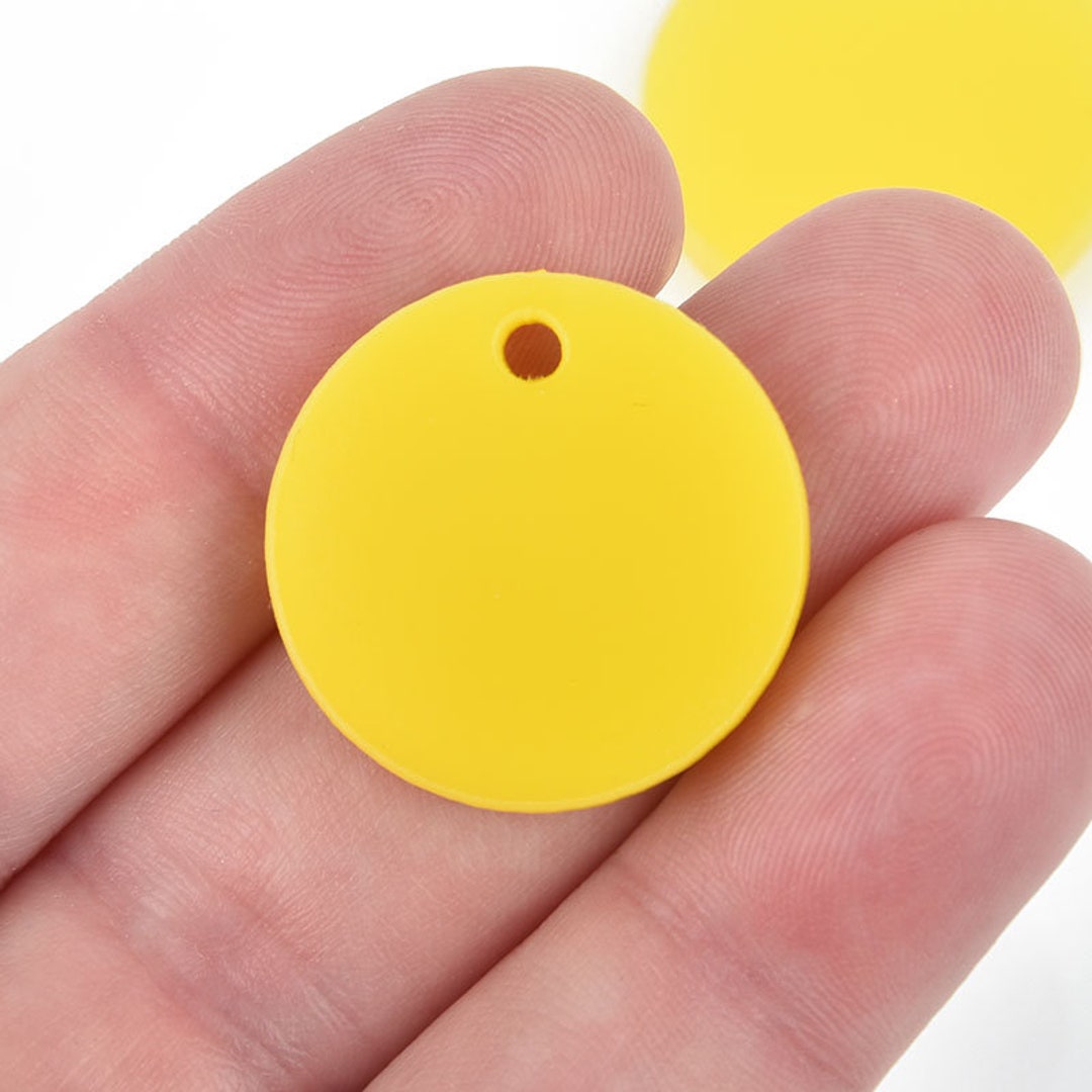 10 YELLOW Acrylic Circle Charms, 1" Opaque Acrylic Blanks Round Drop ...