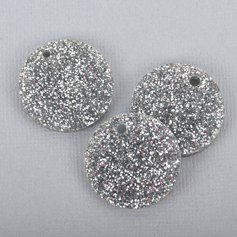10 SILVER GLITTER 1" CIRCLE Keychain Blanks 1" Laser Cut Acrylic Blanks ...