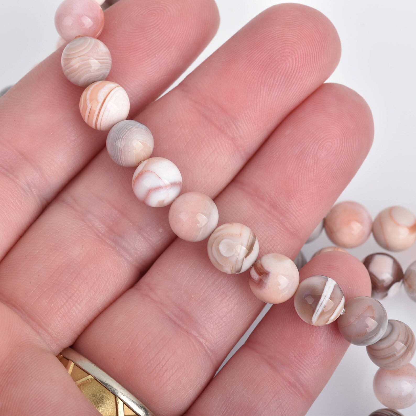 8mm Pink BOTSWANA AGATE Gemstone Beads, Round, Natural Pink/peach Color ...