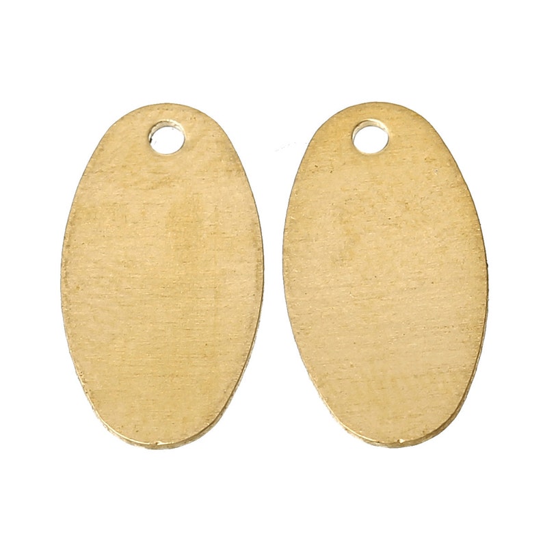 25 Gold Brass Metal Stamping Blanks Small OVAL TAG 1 Hole - Etsy