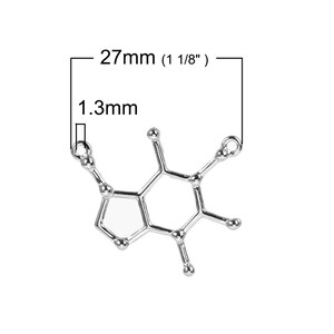 5 CAFFEINE Molecule Chemistry Charms Silver Tone Charm Pendants Science ...