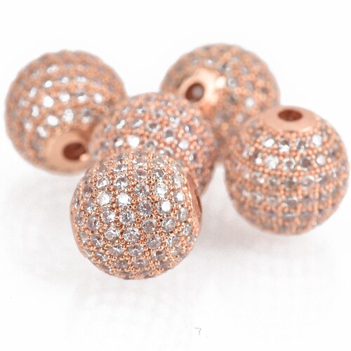 Micro Pave Beads Rose Gold CZ Round Beads ALL Sizes Cubic - Etsy