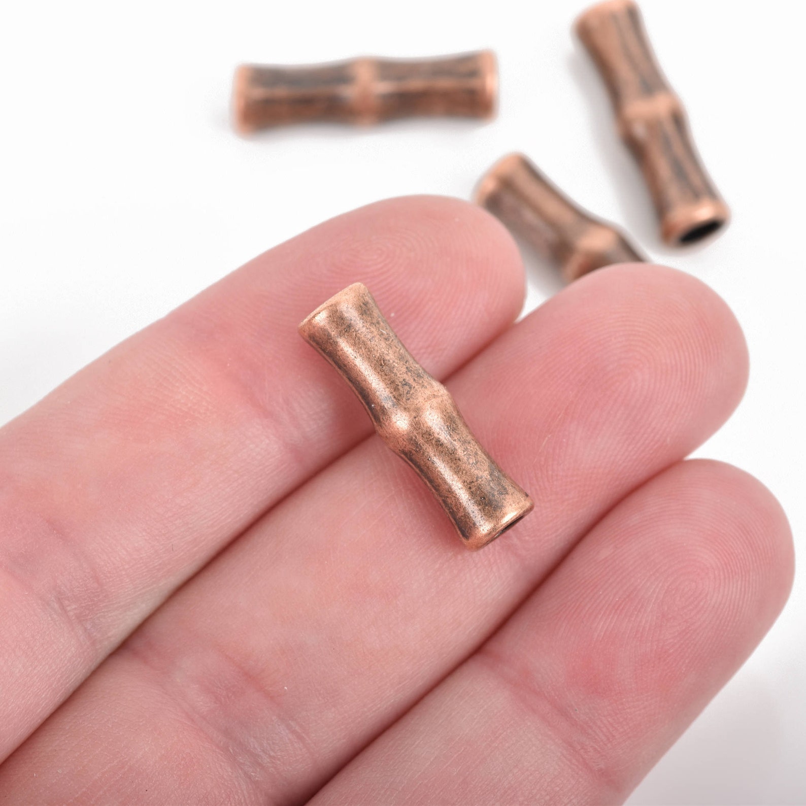 15 Metal BAMBOO Beads Copper Metal Beads With Bamboo Design - Etsy