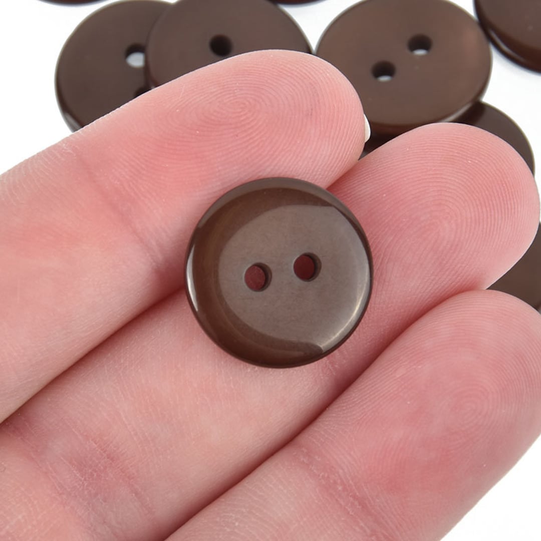 12 ROUND CHOCOLATE BROWN Buttons for Jewelry Making, Scrapbooking ...