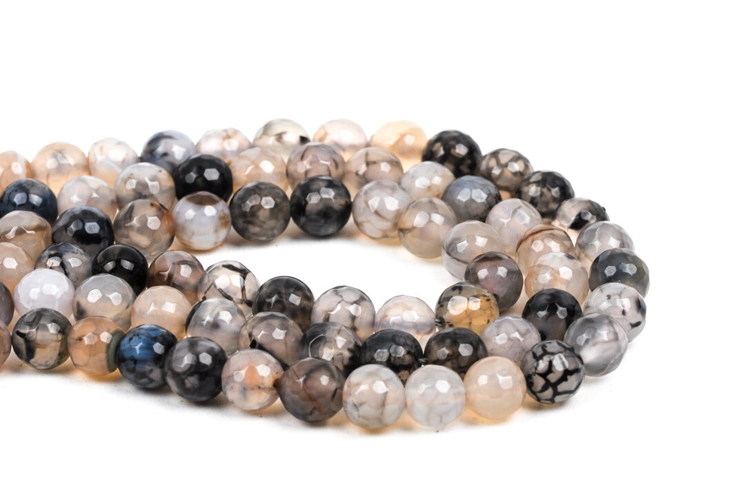 6mm Round WHITE CHOCOLATE AGATE Beads, Faceted, Full Strand, Natural ...