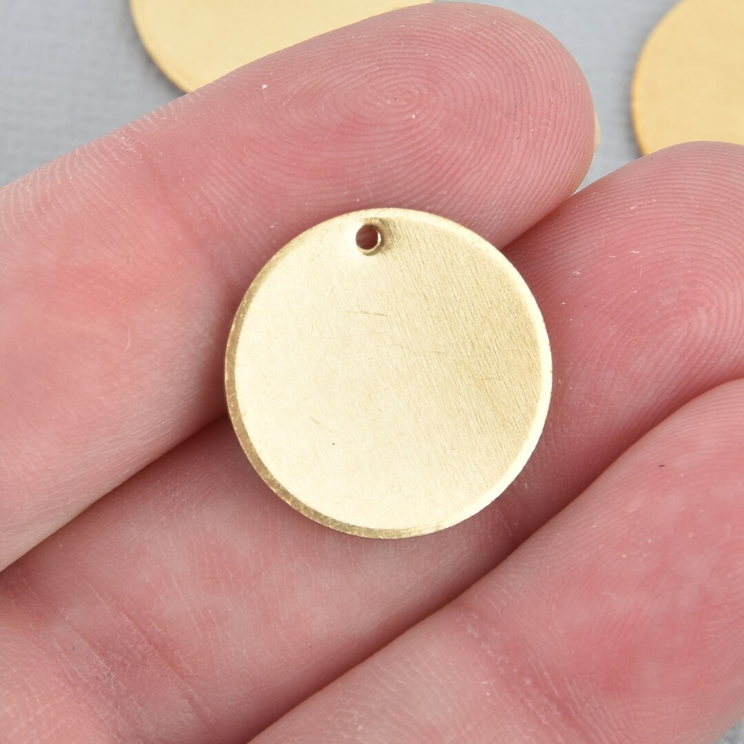 5 CIRCLE Brass Metal Stamping Blanks, WITH Hole, 19mm (3/4") 18 Gauge ...