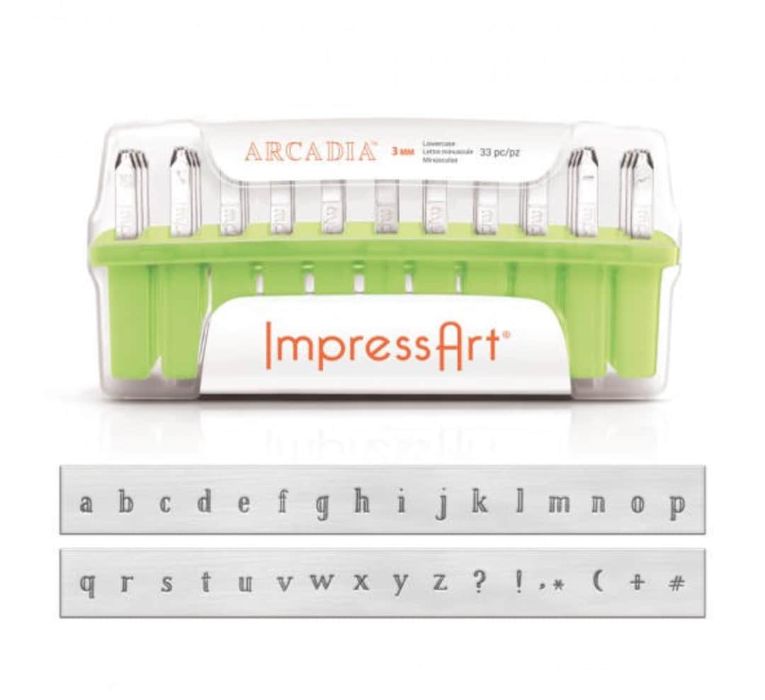 3mm ARCADIA Metal Stamp Set, Alphabet LOWERCASE and PUNCTUATION Tol0750 ...