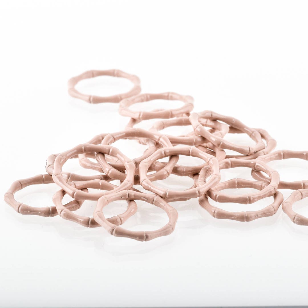 10 Washer Ring Charms, Connector Charms, LIGHT PINK Enamel, Bamboo ...
