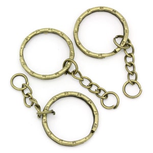 30 Bronze Key Rings With Chain, for Adding Your Own Charms, Beads, 1 ...