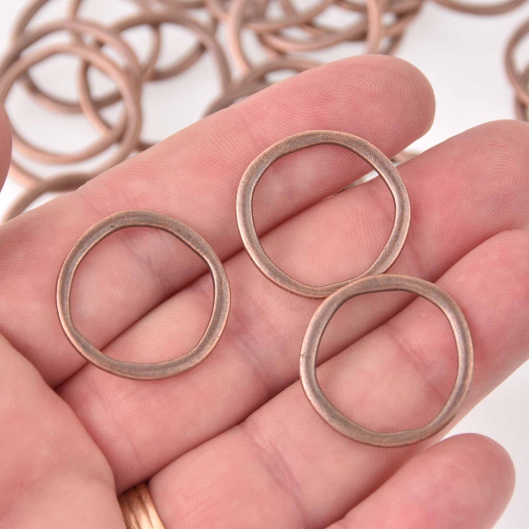 20 Copper CIRCLE RING Charm Connectors Wavy Links 24mm Chs8069 - Etsy