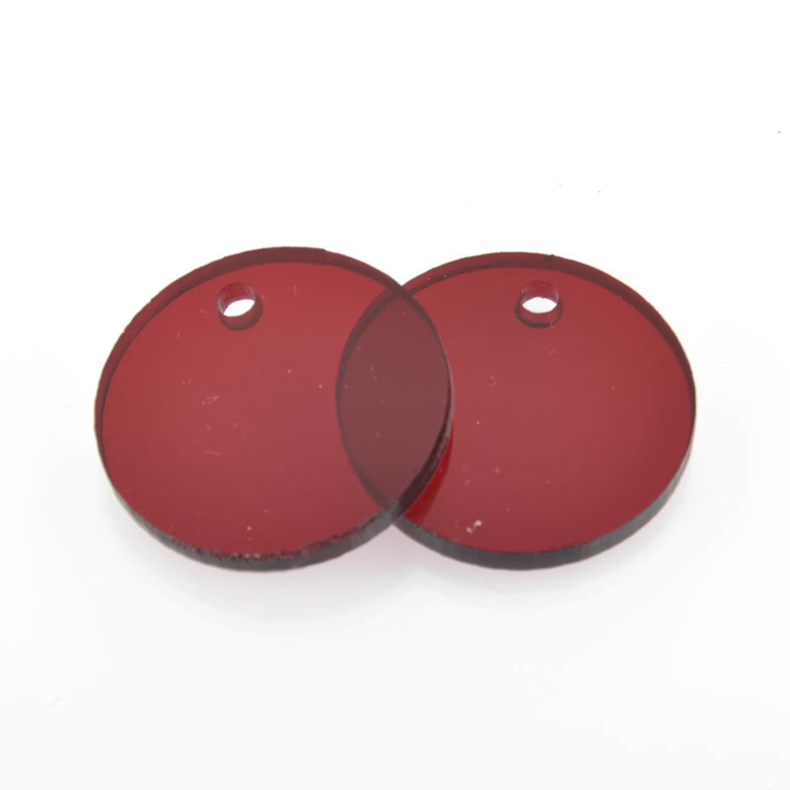 10 TRANSPARENT RED Acrylic Circle Charms, 1 Acrylic Blanks Round Drop ...