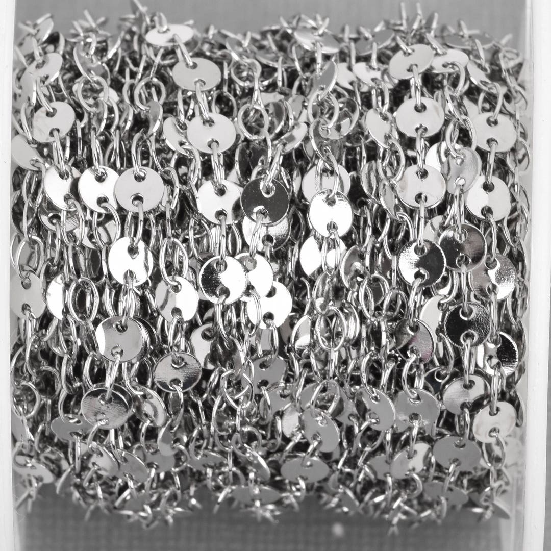 1 Yard of SILVER DISC Chain, Sequin Chain, Curb Link Chain, Brass Chain ...