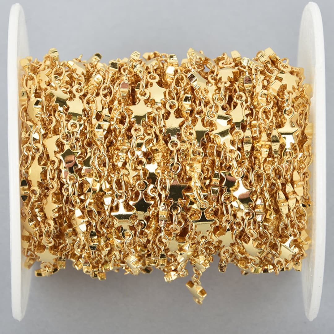 1 Yard Shiny Gold STAR Chain Real Gold Plated Tarnish Resistant ...
