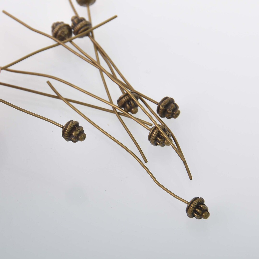 75 Bronze Fancy Decorative Head Pins, 2 Long 50mm Pin0135 - Etsy