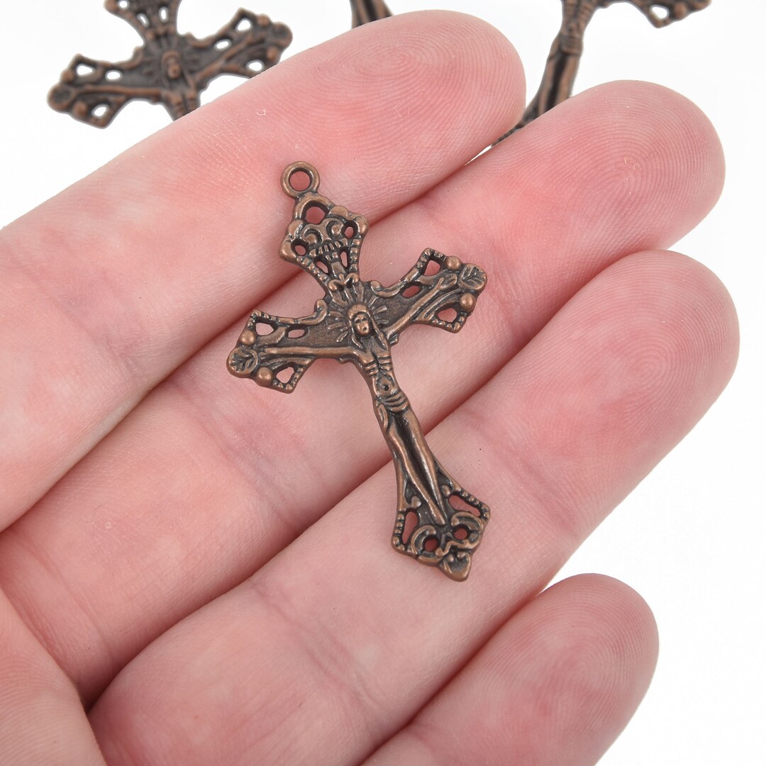 10 Copper CRUCIFIX CROSS Charms, Cross Pendant, 41x25mm Chs4854 - Etsy