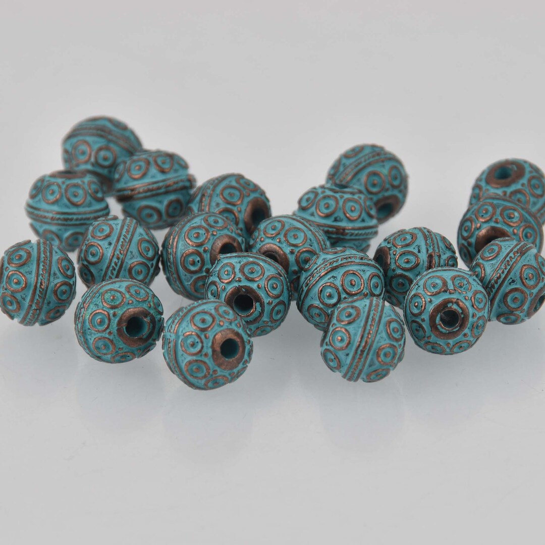 Blue Verdigris Patina Copper Beads, Round 11x10mm Metal, Bgl2106 - Etsy